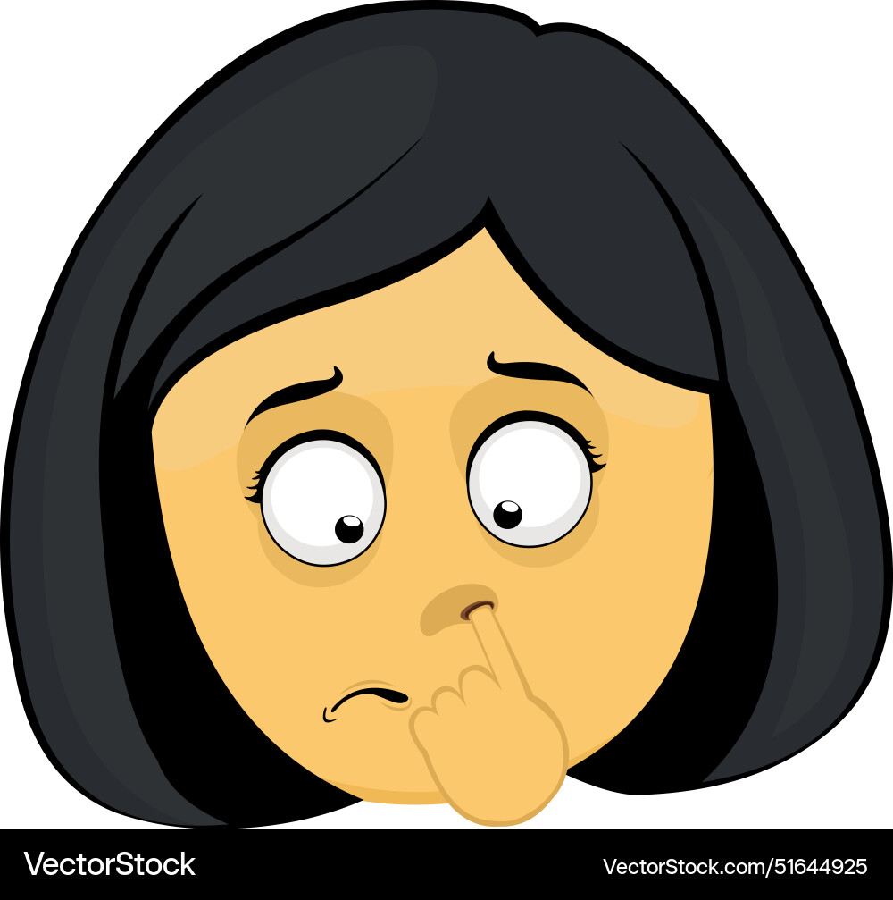Emoticon woman picking nose Royalty Free Vector Image