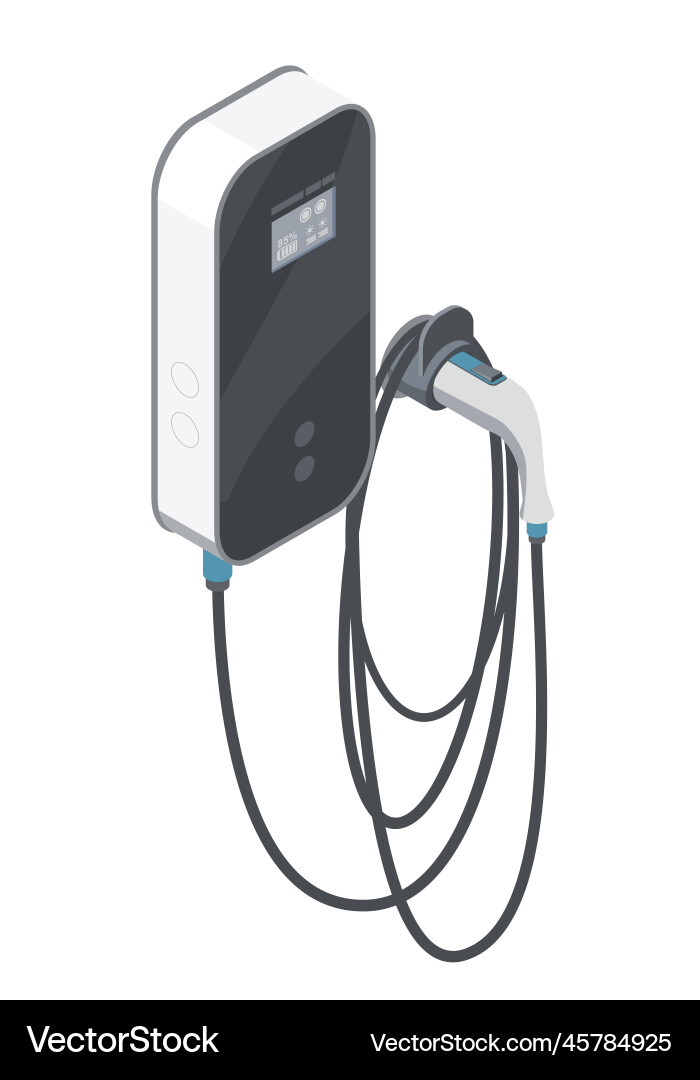 Ev car charger home installation isometric Vector Image