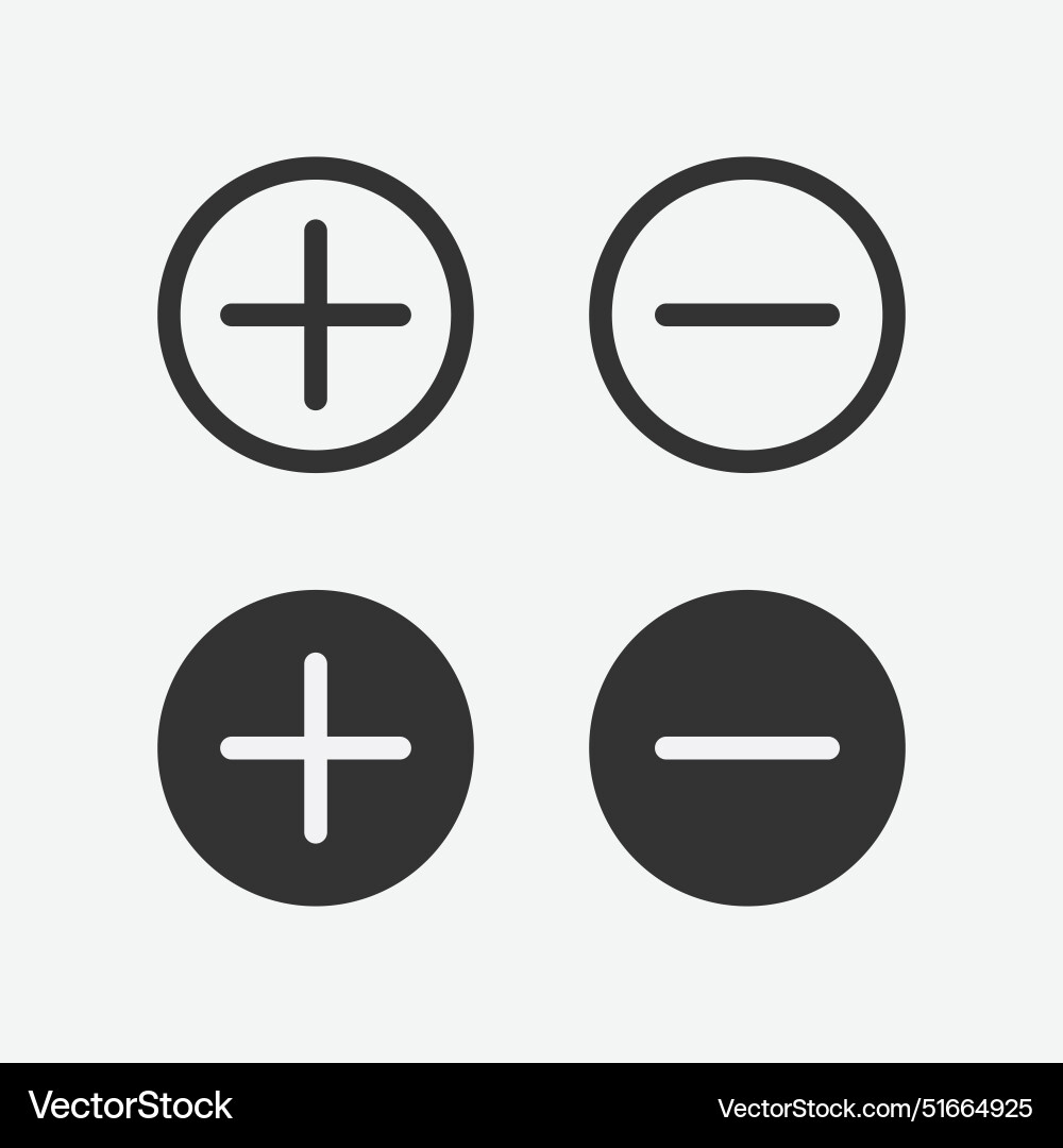 Plus and minus icon or simple add sign Royalty Free Vector