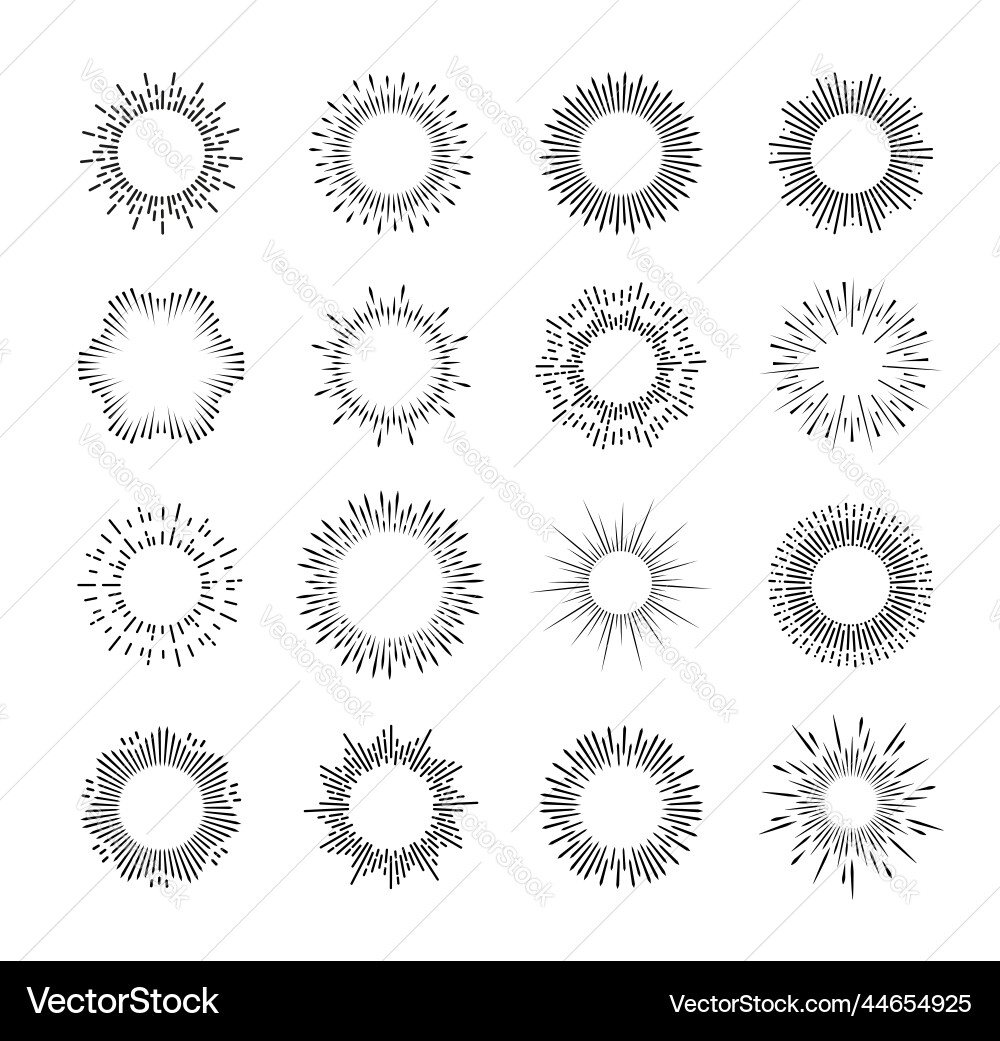 Sunburst and star burst explosion line patterns Vector Image