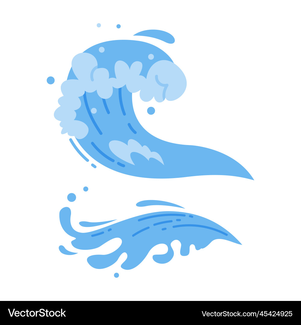 Wave water splash with foam and curve droplet Vector Image