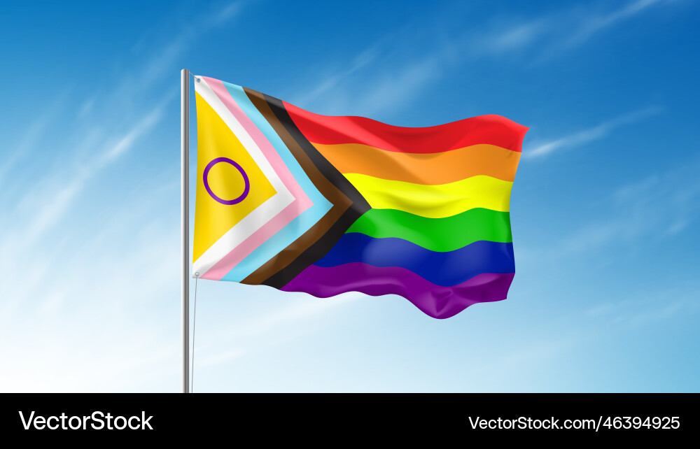 Waving intersex inclusive pride flag template Vector Image