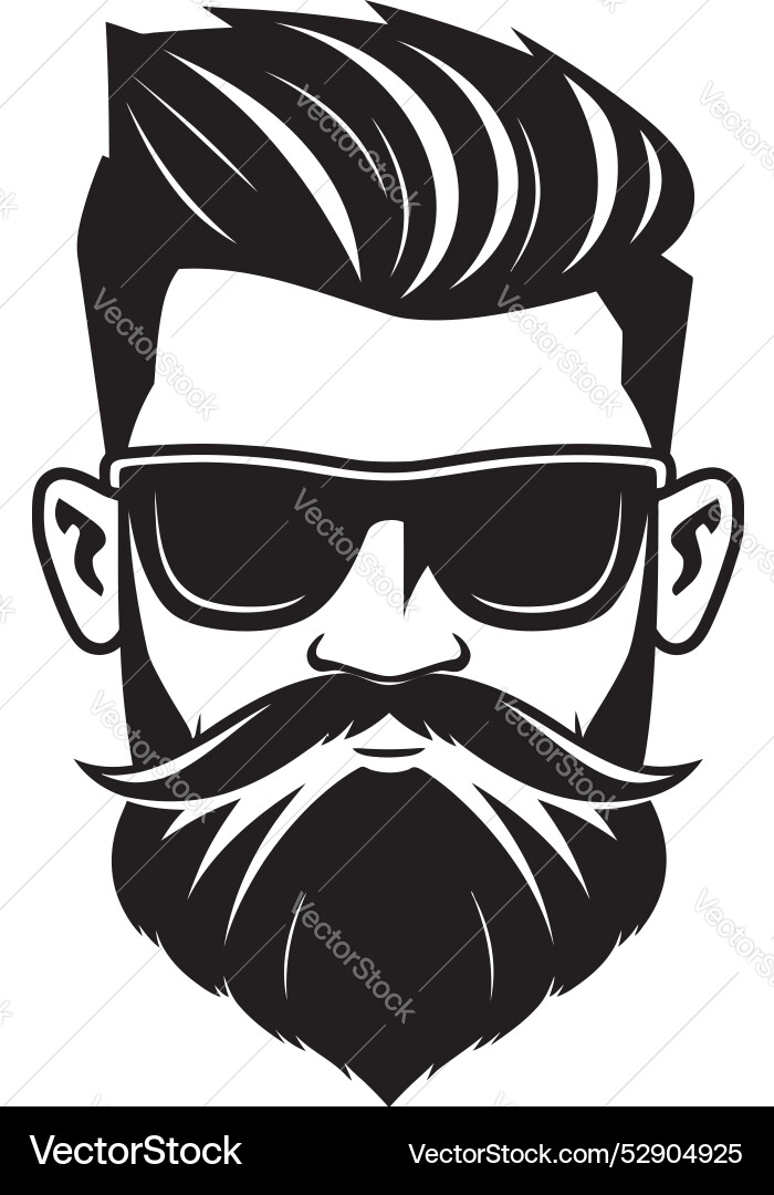 Whiskered wonder monochromatic portrait Royalty Free Vector