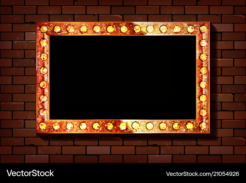3d render marquee light rectangle board sign Vector Image
