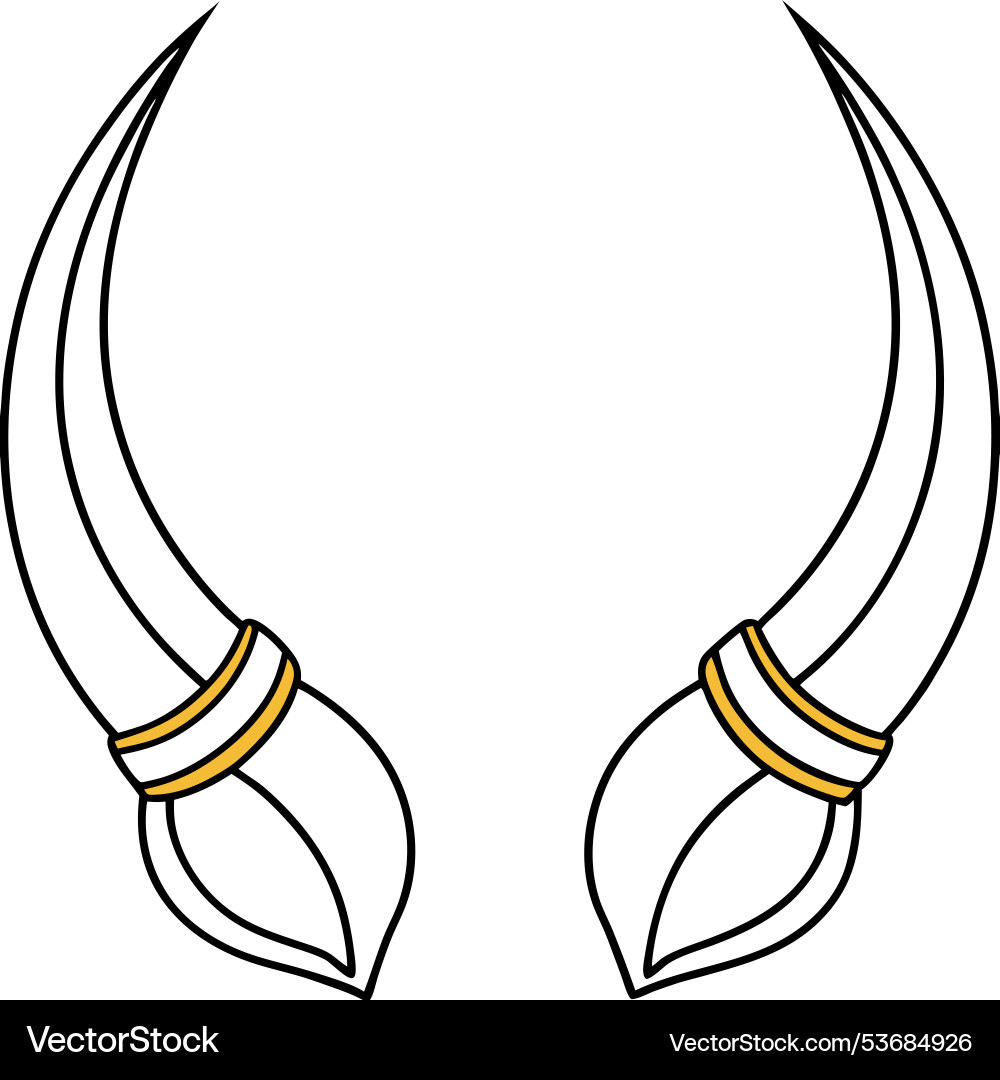 A pair of devil horns with gold rims Royalty Free Vector