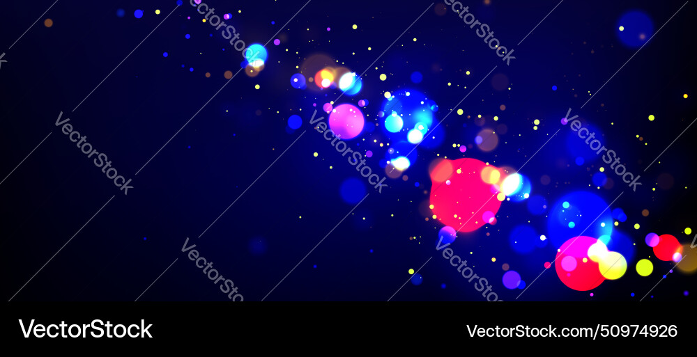 Blue gold and red bokeh background with glitter Vector Image