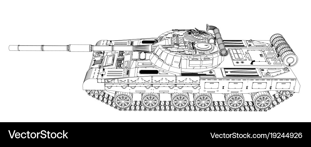 Blueprint of realistic tank Royalty Free Vector Image