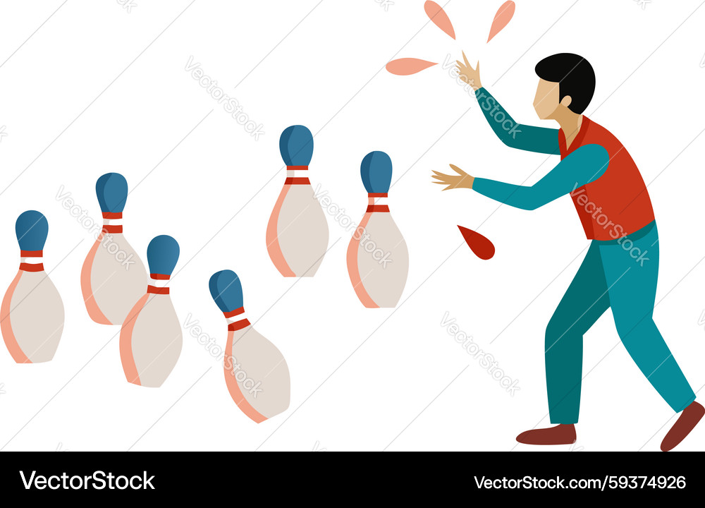 Bowling Strike - Pins Falling – Royalty-Free Vector | VectorStock