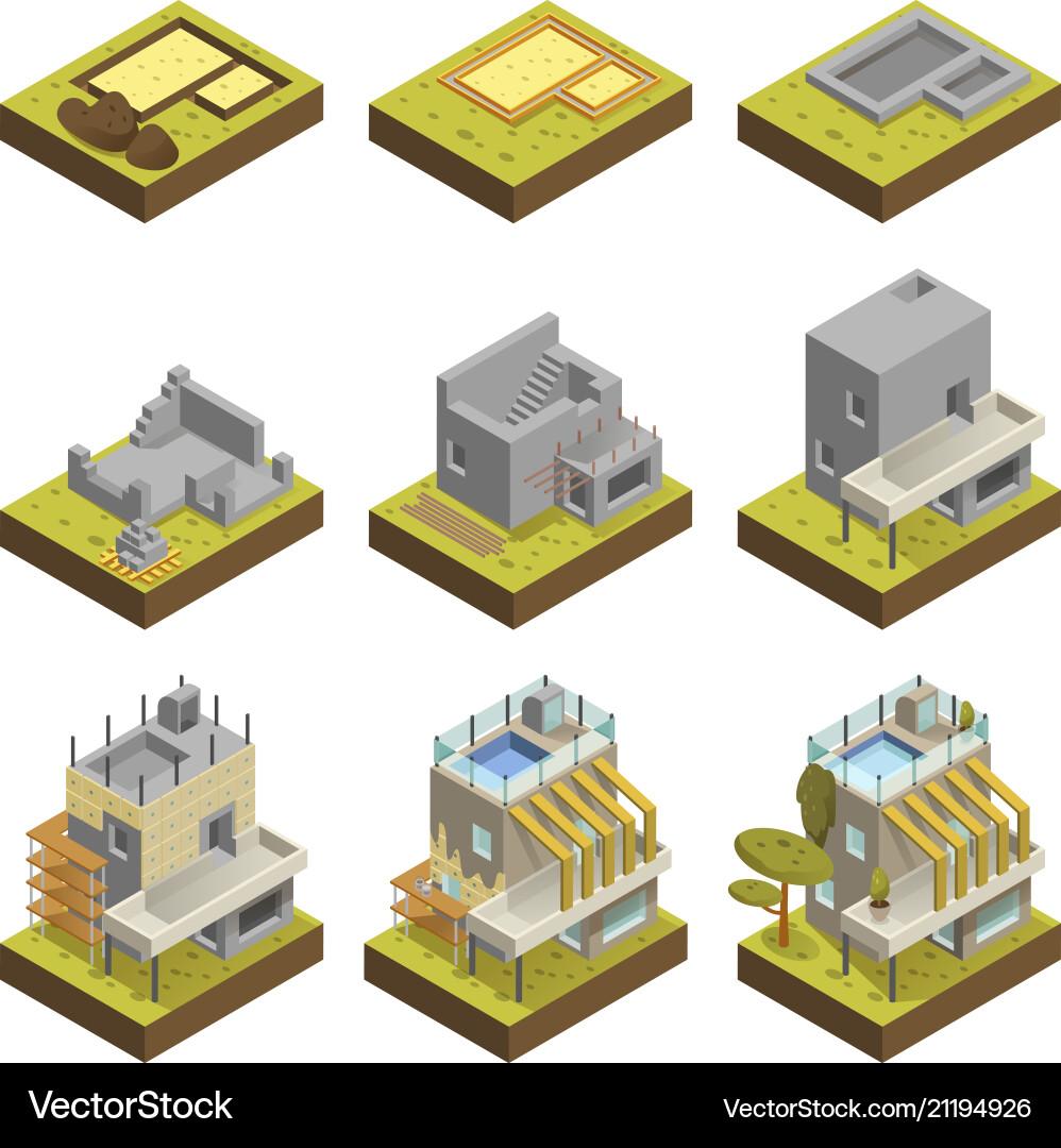 House Building Stages - Foundation Royalty Free Vector Image