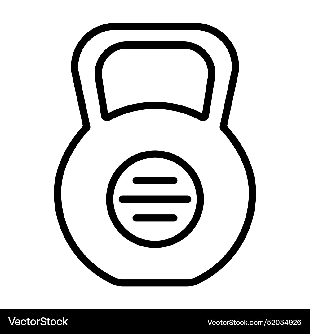 Kettlebell linear logo mark in black and white Vector Image