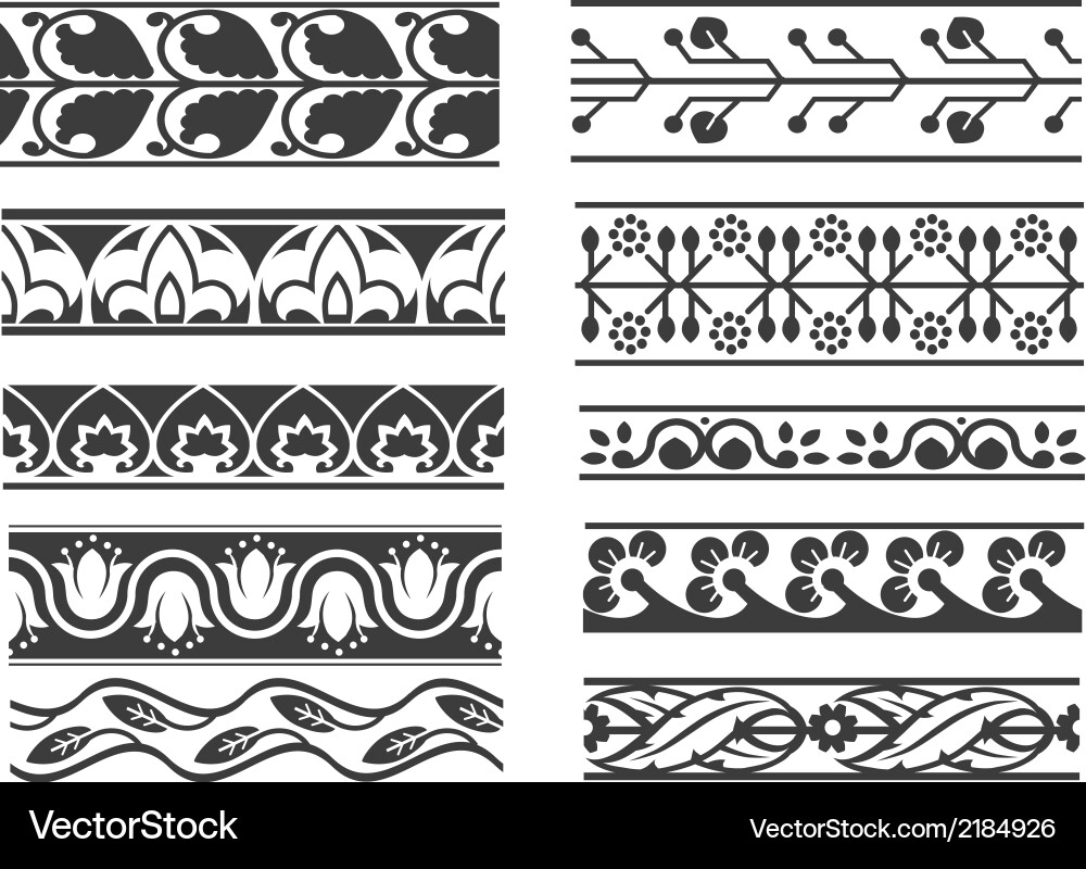 Ornate Black and White Border Set Royalty Free Vector Image