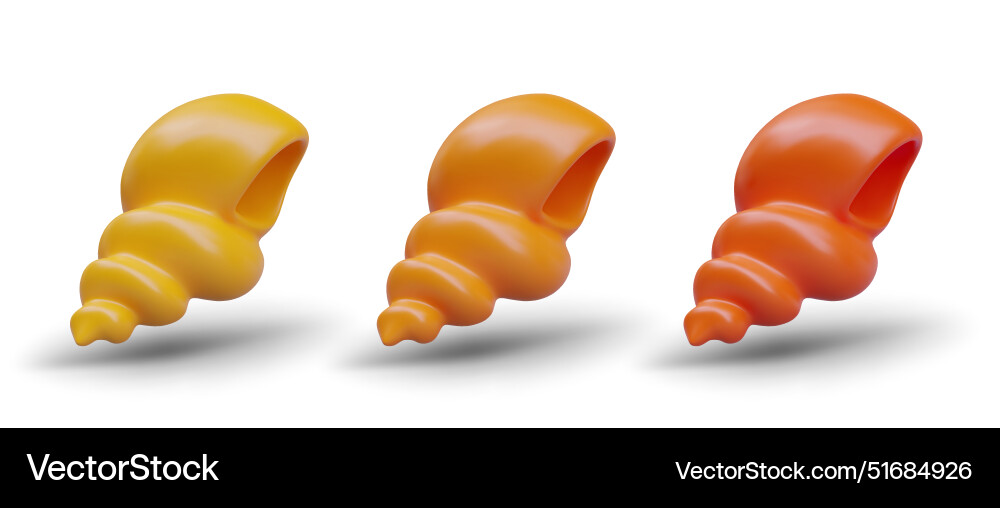 Spiral conch shells of different colors conical Vector Image