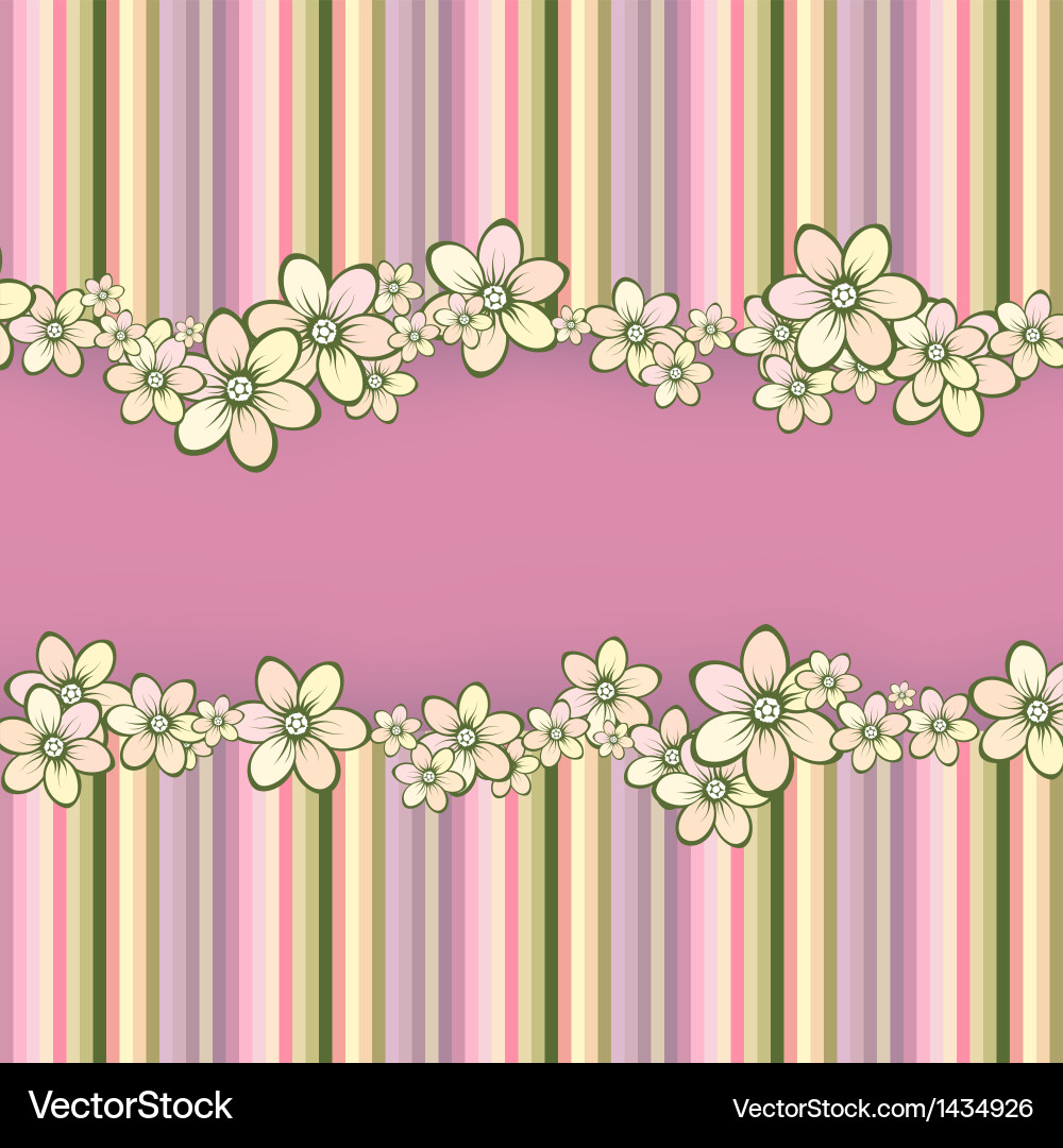 Striped greeting card with flowers Royalty Free Vector Image