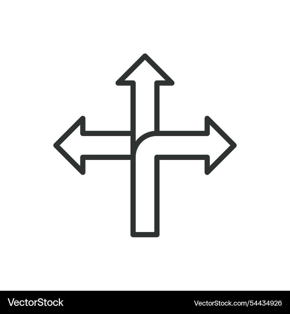 Three ways icon in line design Royalty Free Vector Image