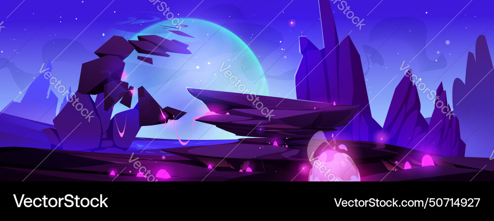 Alien planet landscape Royalty Free Vector Image