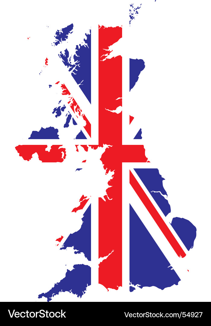 British flag and map Royalty Free Vector Image