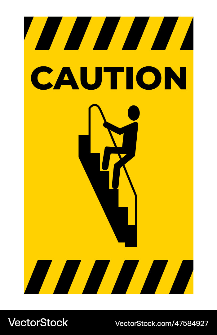 Caution walk down stairs backwards sign Royalty Free Vector