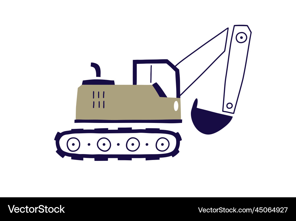 Crawler excavator with bucket digger Royalty Free Vector