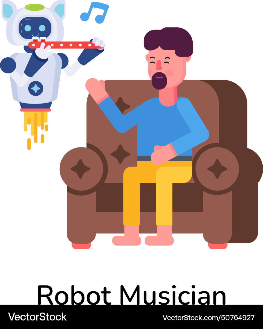 Robot musician Royalty Free Vector Image - VectorStock