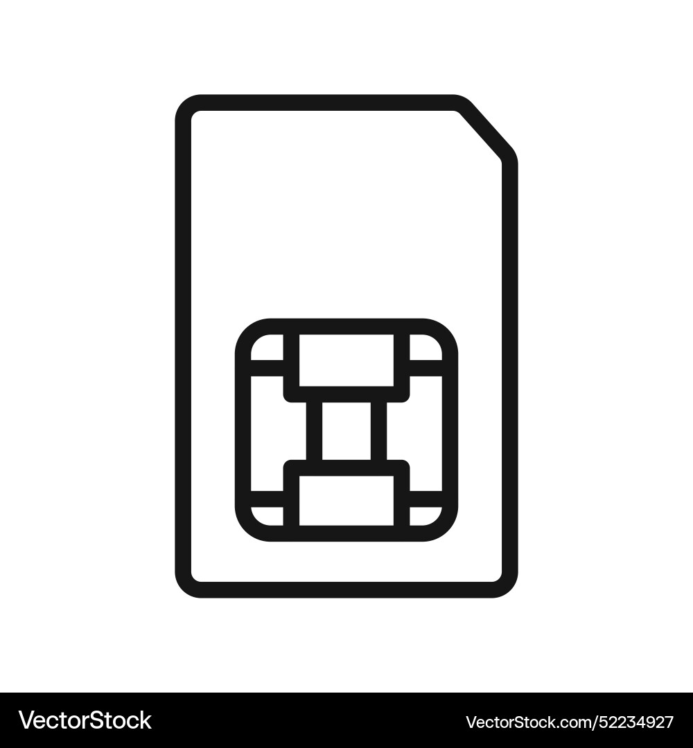 Sim card icon black line art logo Royalty Free Vector Image