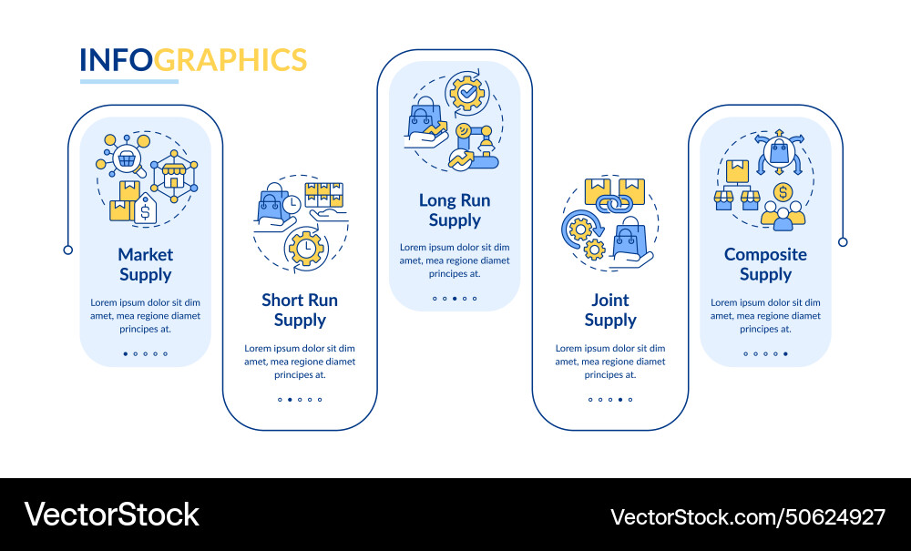 Types of supply rectangle infographic template Vector Image