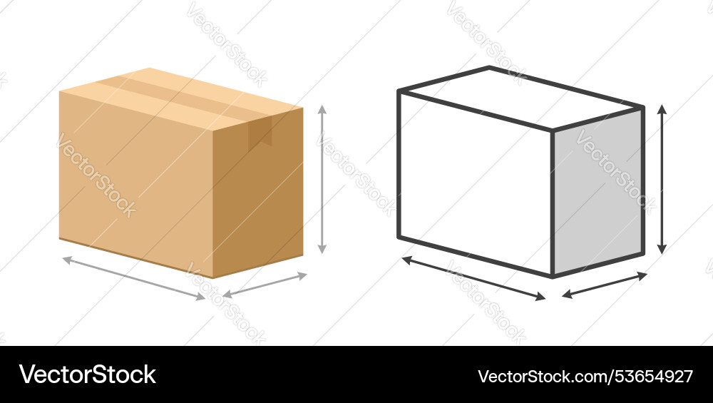 Volume size box icon 3d graphic carton postal Vector Image