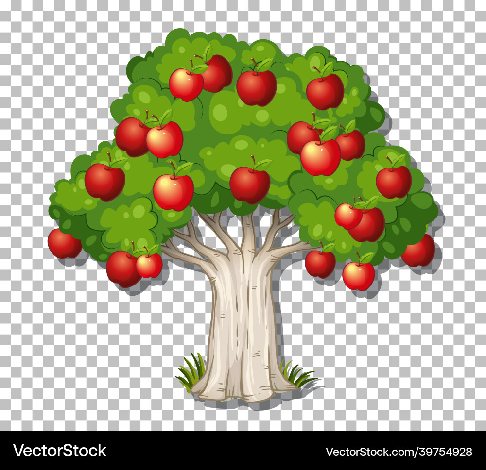 Apple tree on transparent background Royalty Free Vector