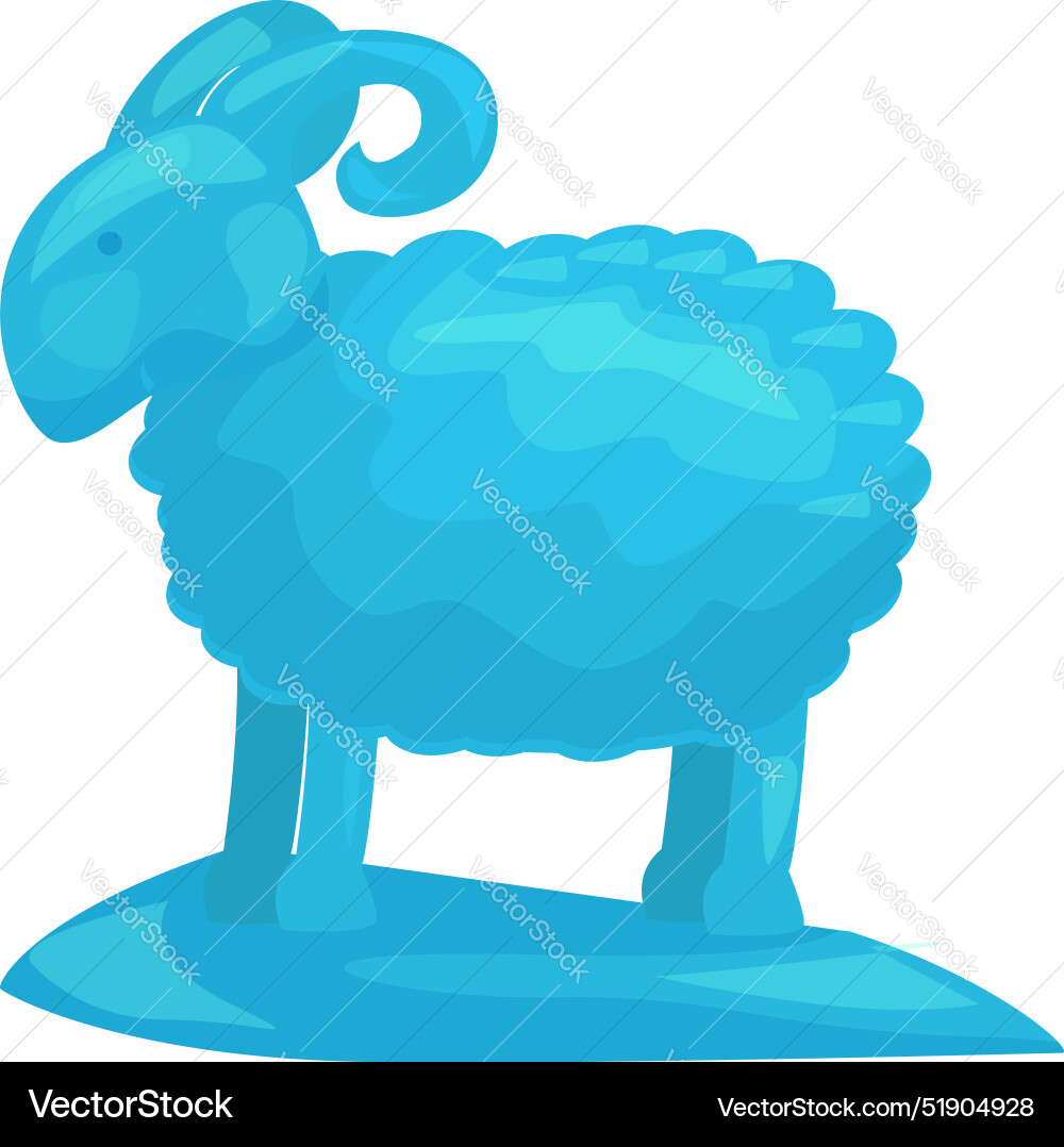 Blue ram standing on a hill cartoon Royalty Free Vector