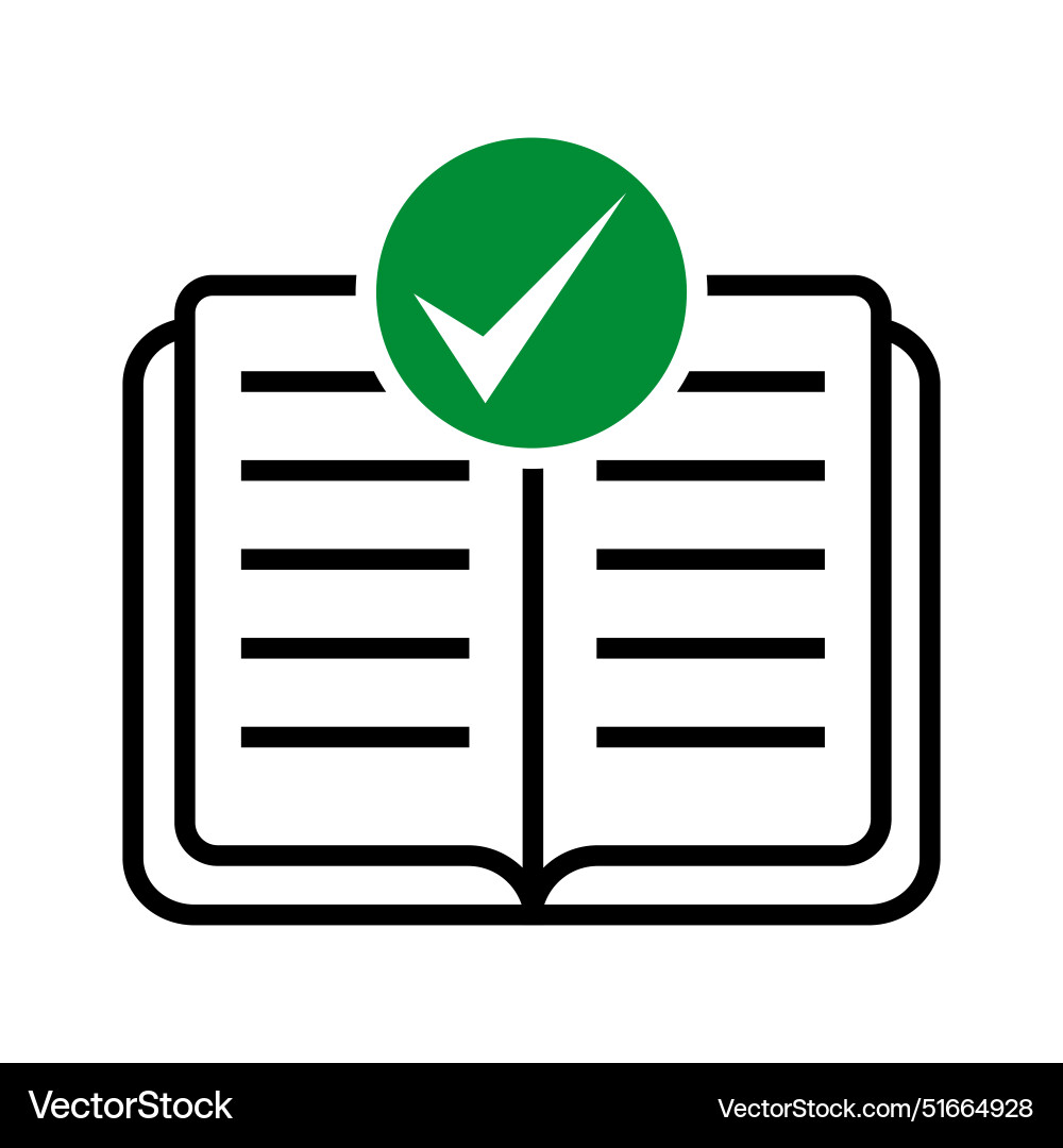 Book and check mark icon Royalty Free Vector Image