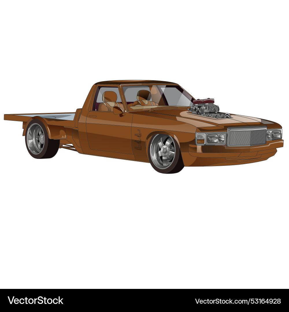 Brown drag racing car with grey strip Royalty Free Vector