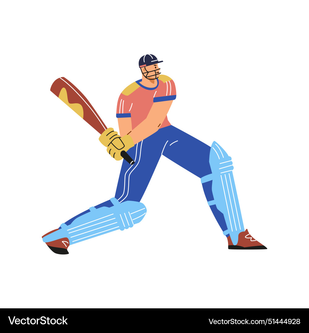 Character is a cricketer swinging bat Royalty Free Vector