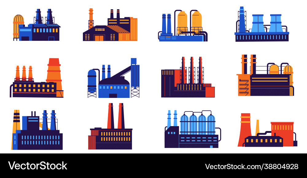 Factory building cartoon plants chemical Vector Image