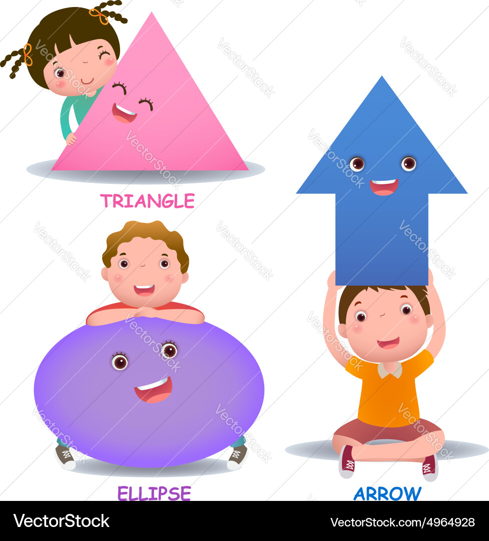 Kids with Geometric Shapes Royalty Free Vector Image