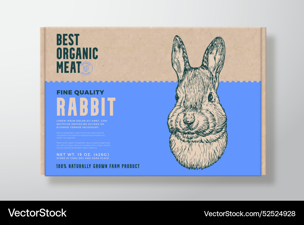 Rabbit meat packaging label design Royalty Free Vector Image