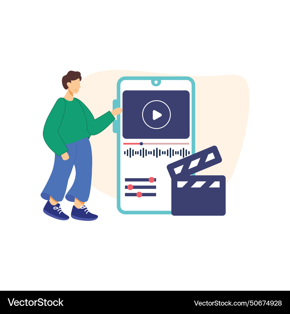 Video editor sitting Royalty Free Vector Image