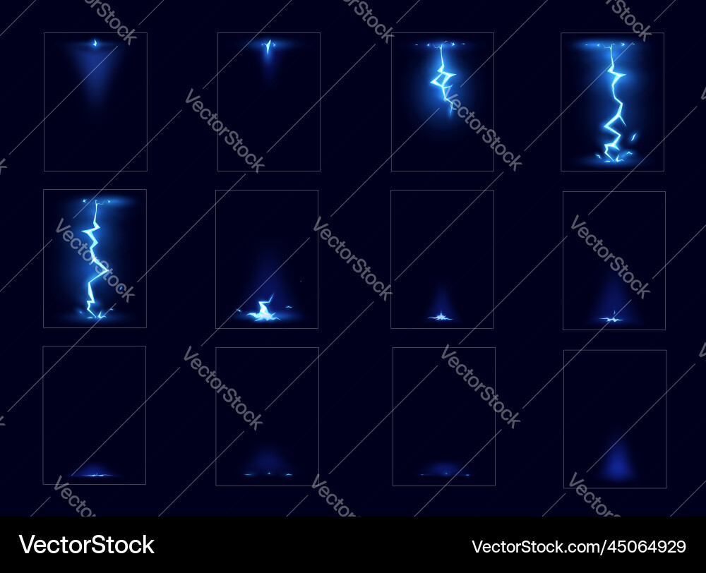 Cartoon lightning sprite animation blue strikes Vector Image