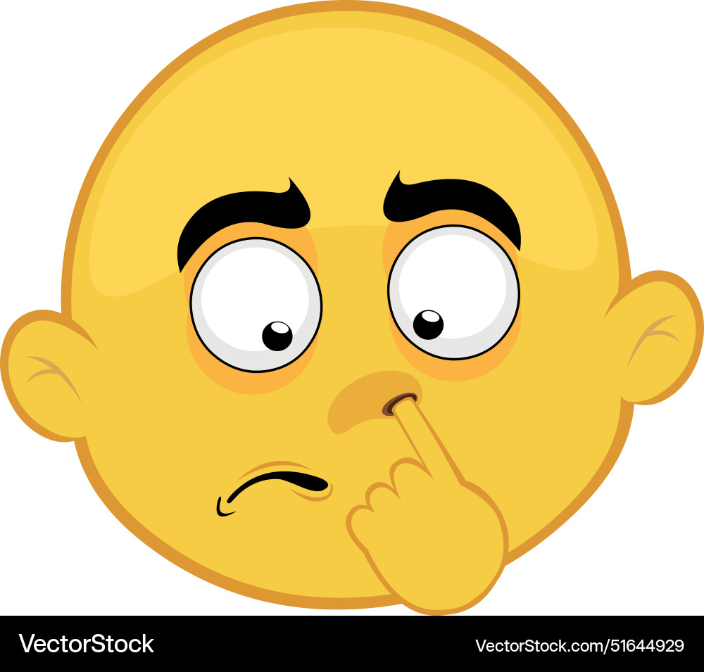 Emoticon bald man picking nose Royalty Free Vector Image