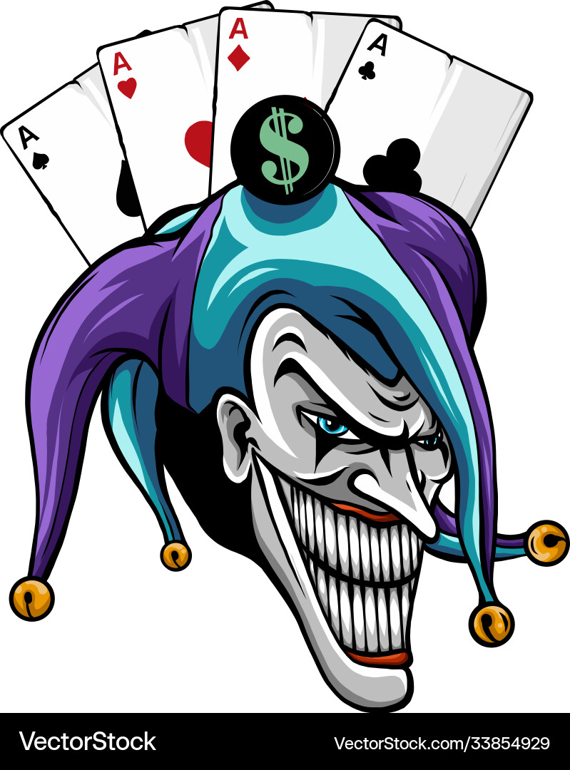 Laughing angry joker character head face Vector Image
