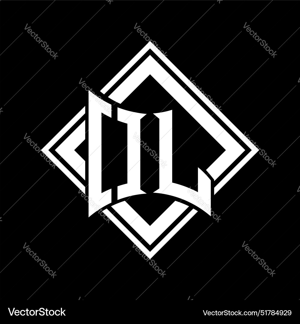 Ol letter logo abstract shield shape with square Vector Image