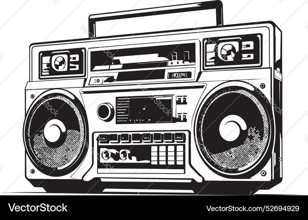 Rhythmic revolution boombox emblem graphics Vector Image