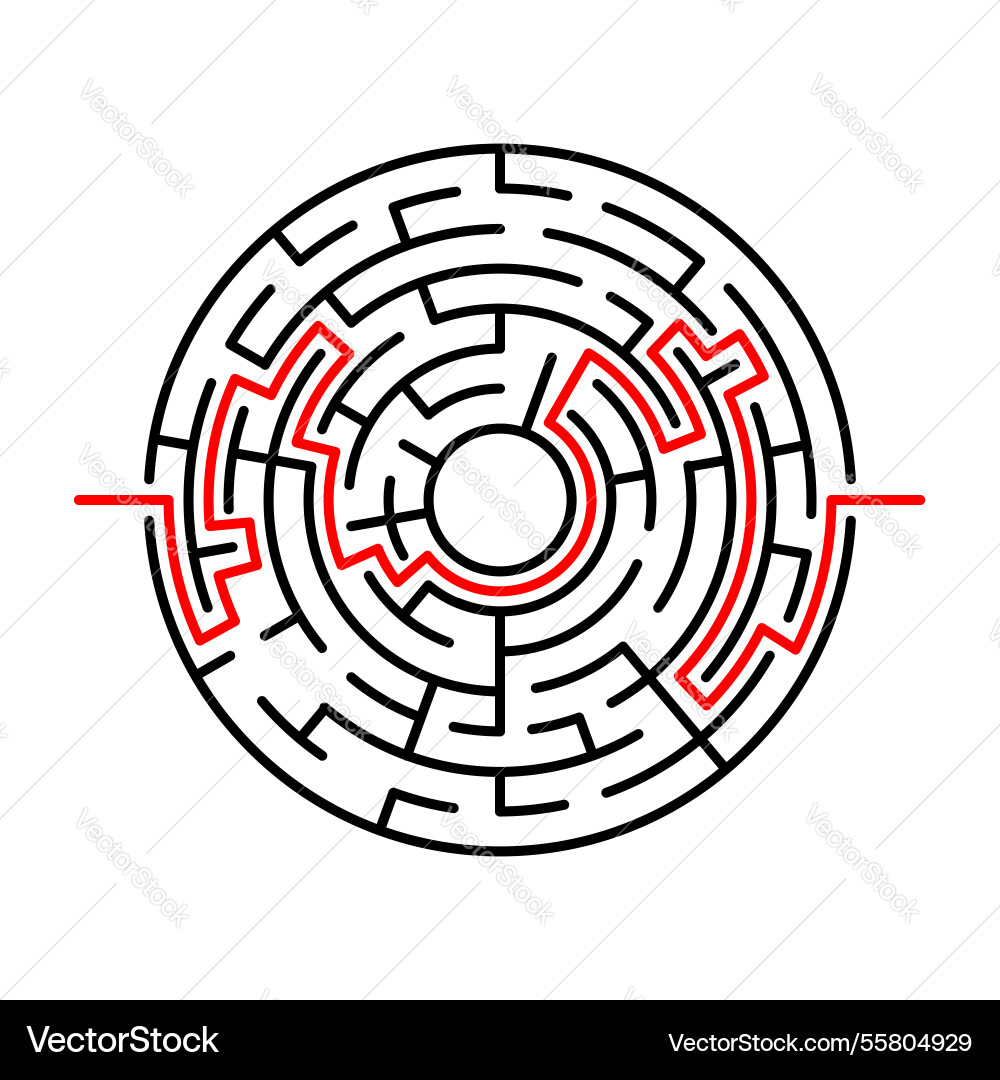 Round maze game for kids and adults finding exit Vector Image