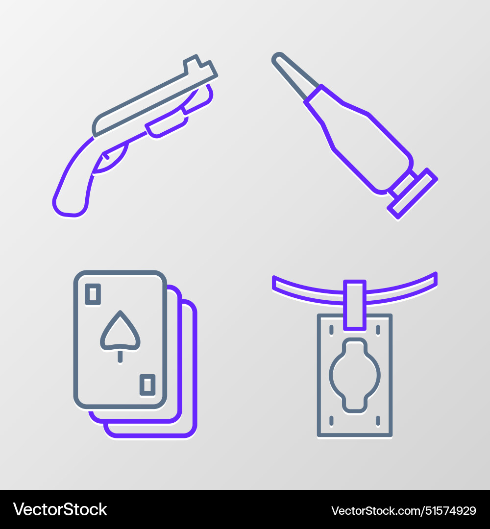 Set line money laundering playing cards bullet Vector Image