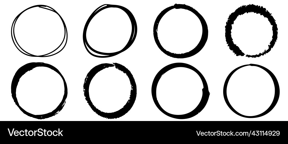 Set of hand drawn doodle circle line sketch Vector Image