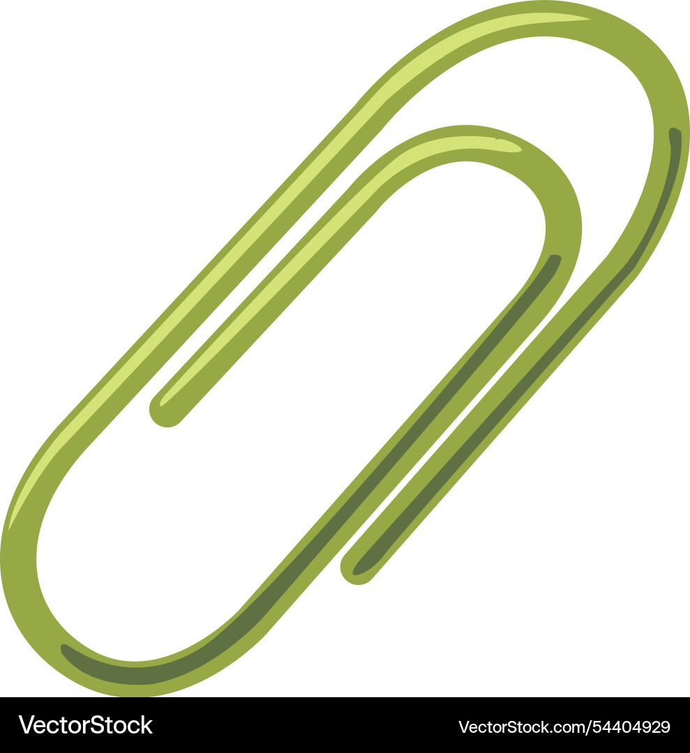 Simple green paperclip on white background Vector Image