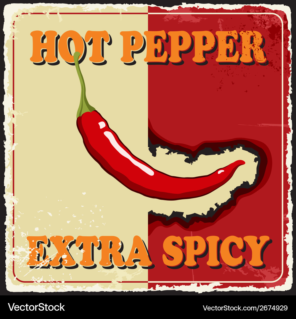 Vintage extra spicy poster chili pepper Royalty Free Vector
