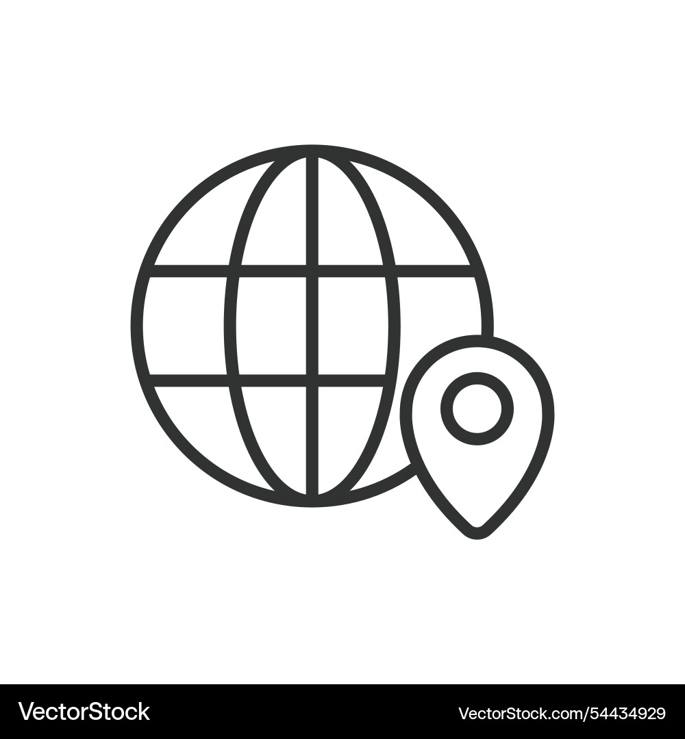 World location icon in line design Royalty Free Vector Image