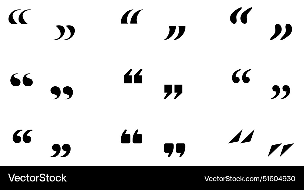 A collection of black quotation marks Royalty Free Vector