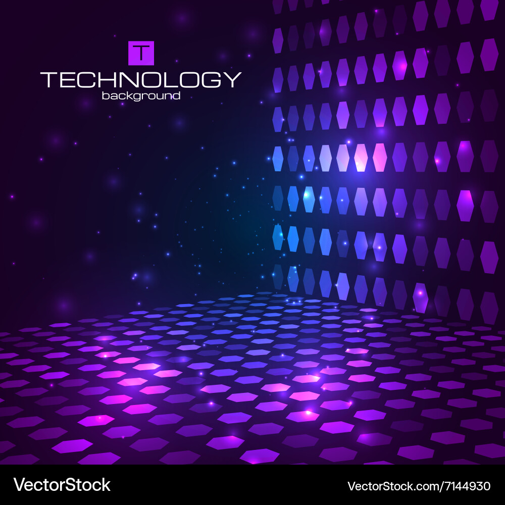 Abstract hexagonal background retro disco stage Vector Image