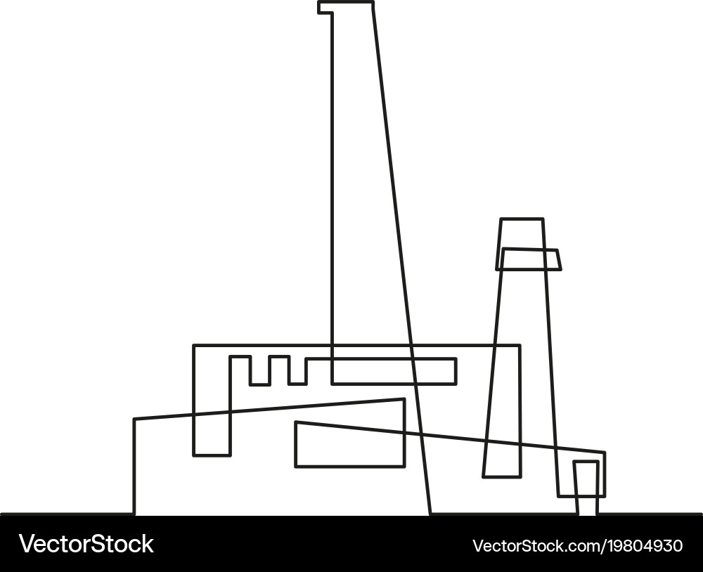 Continuous line drawing modern building Royalty Free Vector