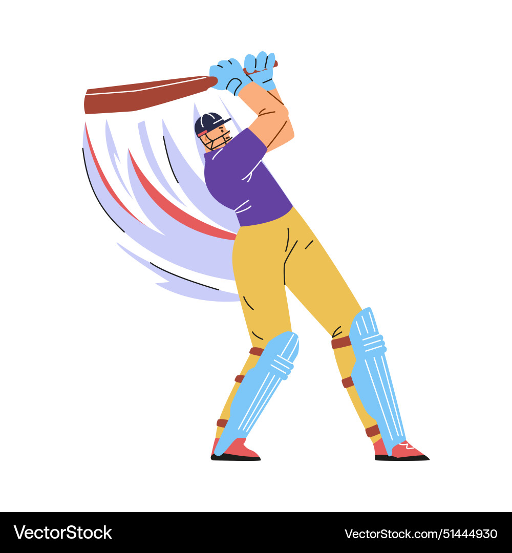 Cricket batsman swinging his bat Royalty Free Vector Image